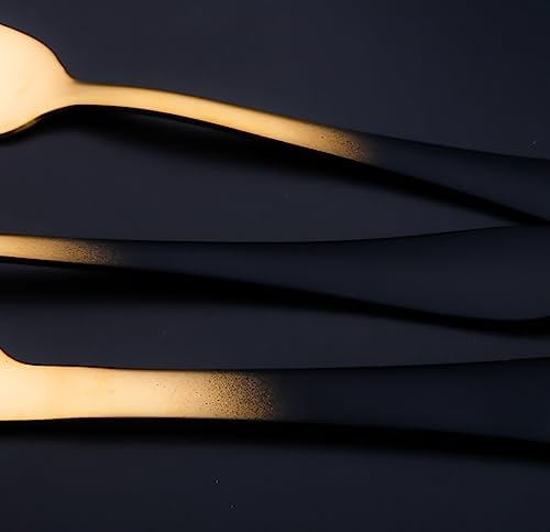 Black Gradual Change Gold Silverware Set Flatware Sets 70 Piece Stainless Steel Service for 14 Durable Home Kitchen Restaurant Wedding Cutlery Utensils Delicate Knifes Forks and Spoons Tableware Set…