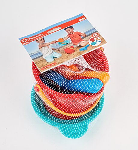 Hape Beach Basics Sand Toy Set Including Bucket Sifter, Rake, and Shovel Toys| Sand Toy Playset for Toddlers 18M+