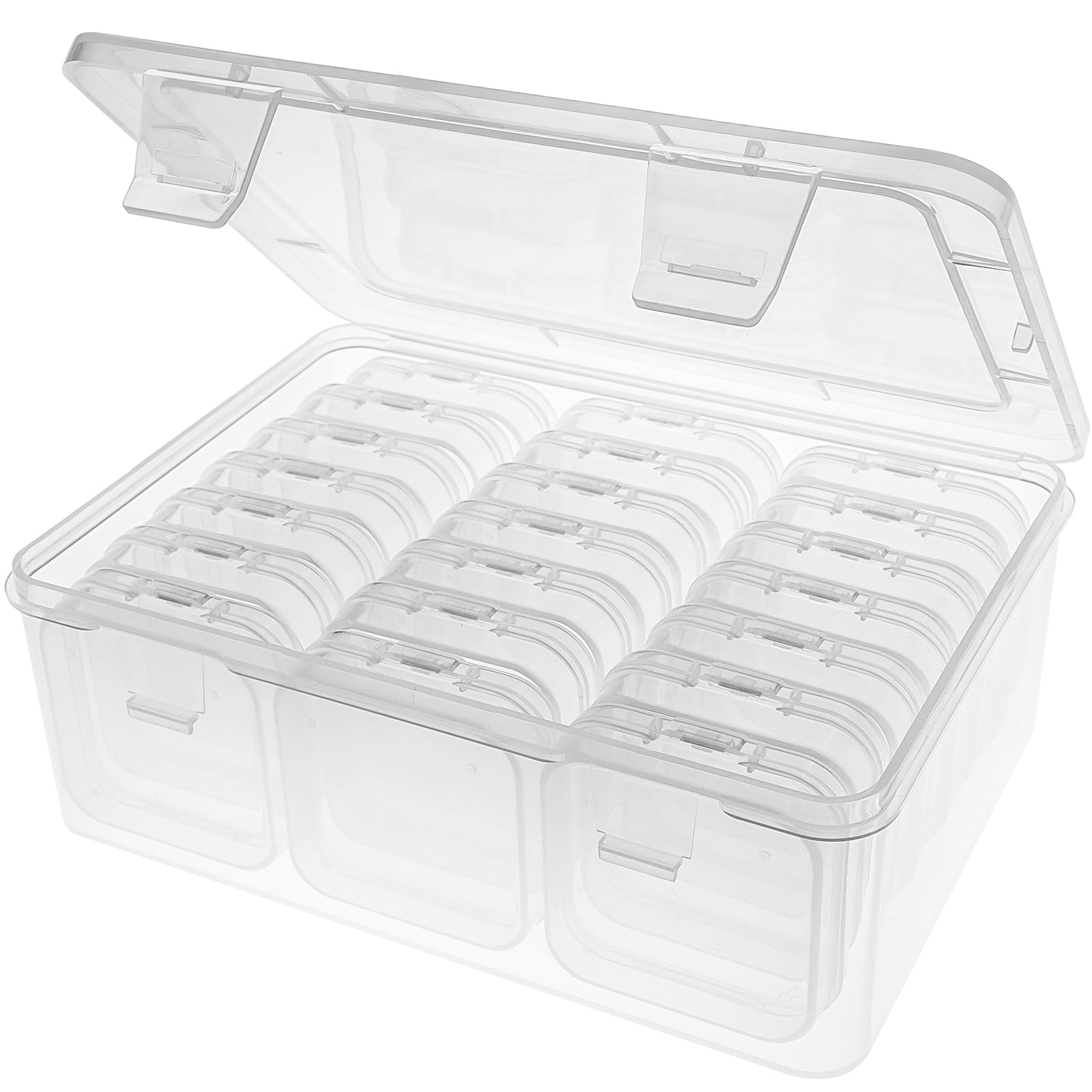 Small Bead Organizers Box, Moon Magpie 44 Pieces Plastic Storage Cases Mini Clear Bead Storage Containers Transparent Boxes with Hinged Lid and Rectangle Clear Craft Case