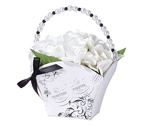 Lillian Rose Vintage Black and White Flower Girl Basket