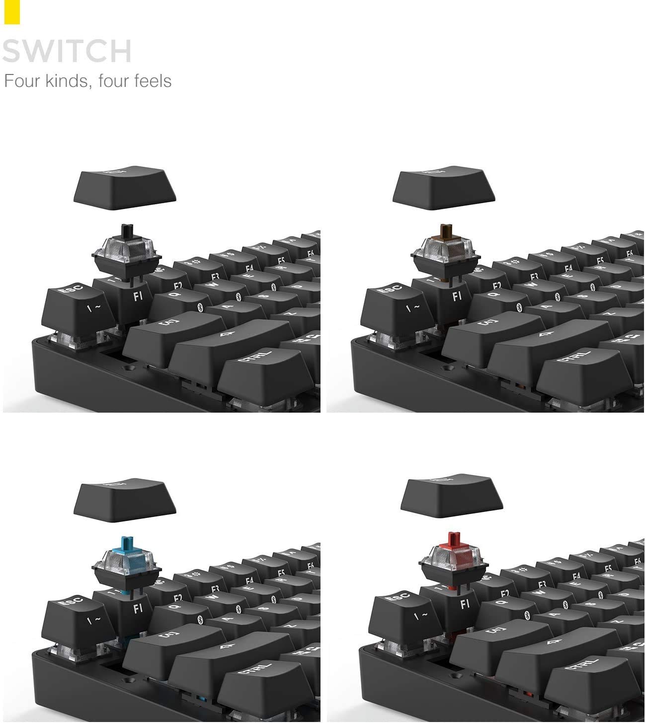 DREVO Calibur 60% Mechanical Gaming Keyboard RGB Backlit Wireless Bluetooth 4.0 and USB Wired 71 Key Compact TKL Red Switch