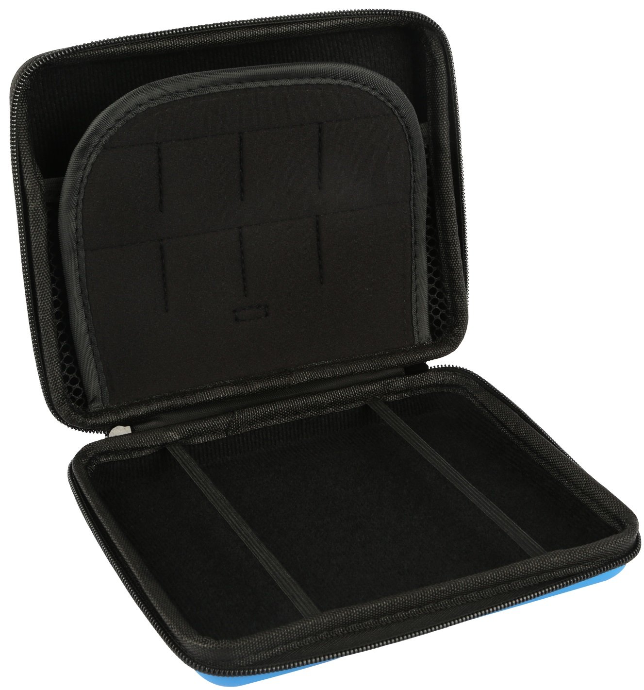 GPCT Nintendo 2DS Hard Shell EVA Carry Case Cover Bag. Protects Against Bumps/Drops/Dust/Dirt/Scratches. Protective Travel Storage Cover Pouch W/ 8 Game Holders, Double Zipper Zip Pocket- Blue