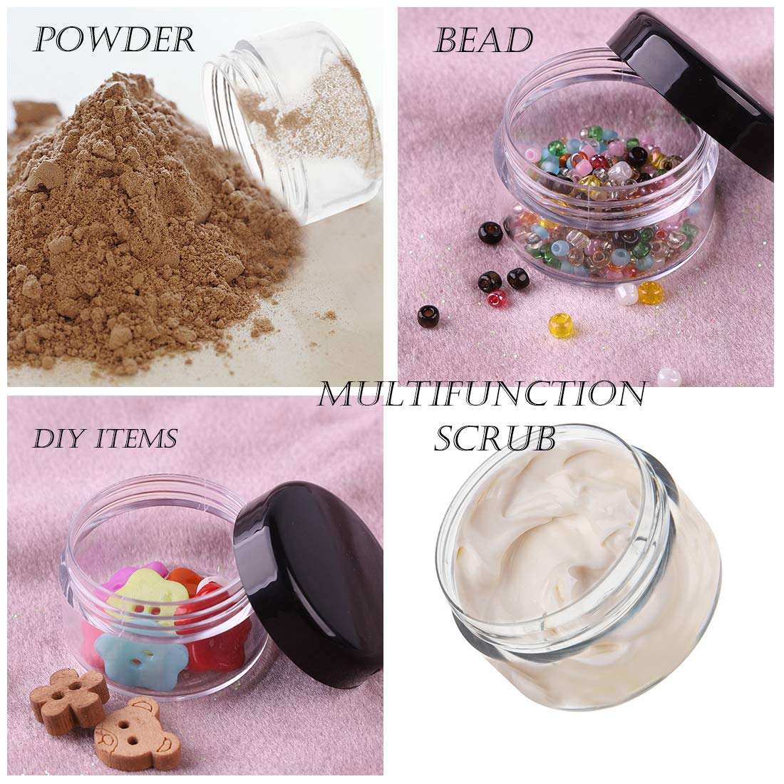 ZEJIA 5 Gram Sample Containers with Lids, 50PCS Mini Makeup Containers, Empty Plastic Travel Cosmetic Containers with Labels