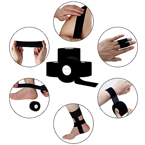 Dimora 4-Pack Black Athletic Tape - Strong Adhesive Sports Tape No Sticky Residue Easy Tear Athletic Tapes & Wraps, Gymnastics Tape for Athletes(1.5in X 45ft)