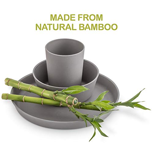 WeeSprout Bamboo Kids Bowls, Set of Four 10 oz Kid-Sized Bamboo Bowls, Dishwasher Safe Kid Bowls (Blue, Green, Gray, & Beige)