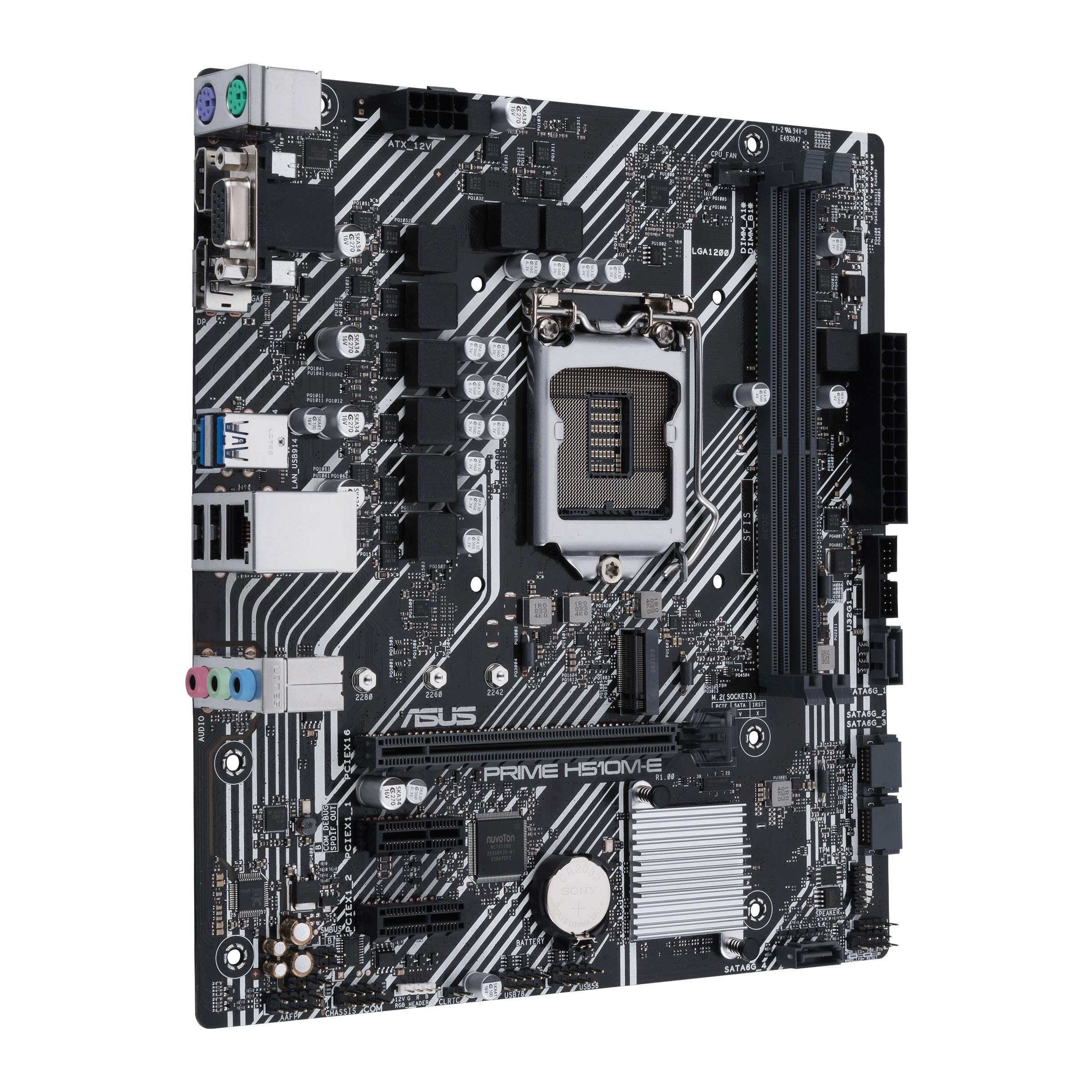 ASUS PRIME H510M-E LGA1200 (IntelĀ® 11th/10th Gen) Micro-ATX motherboard (PCIe 4.0,M.2 slot, 1Gb LAN, DP,HDMI, D-Sub, USB 3.2 Gen 1, COM header, TPM header, 4K@60Hz)