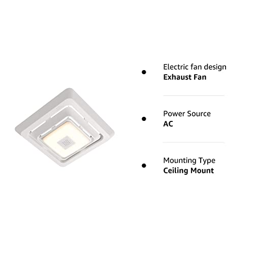 Broan-NuTone NuTone FG800SPKS Bluetooth Speaker Bathroom Exhaust Grille Cover with LED Light Bath Fan, White
