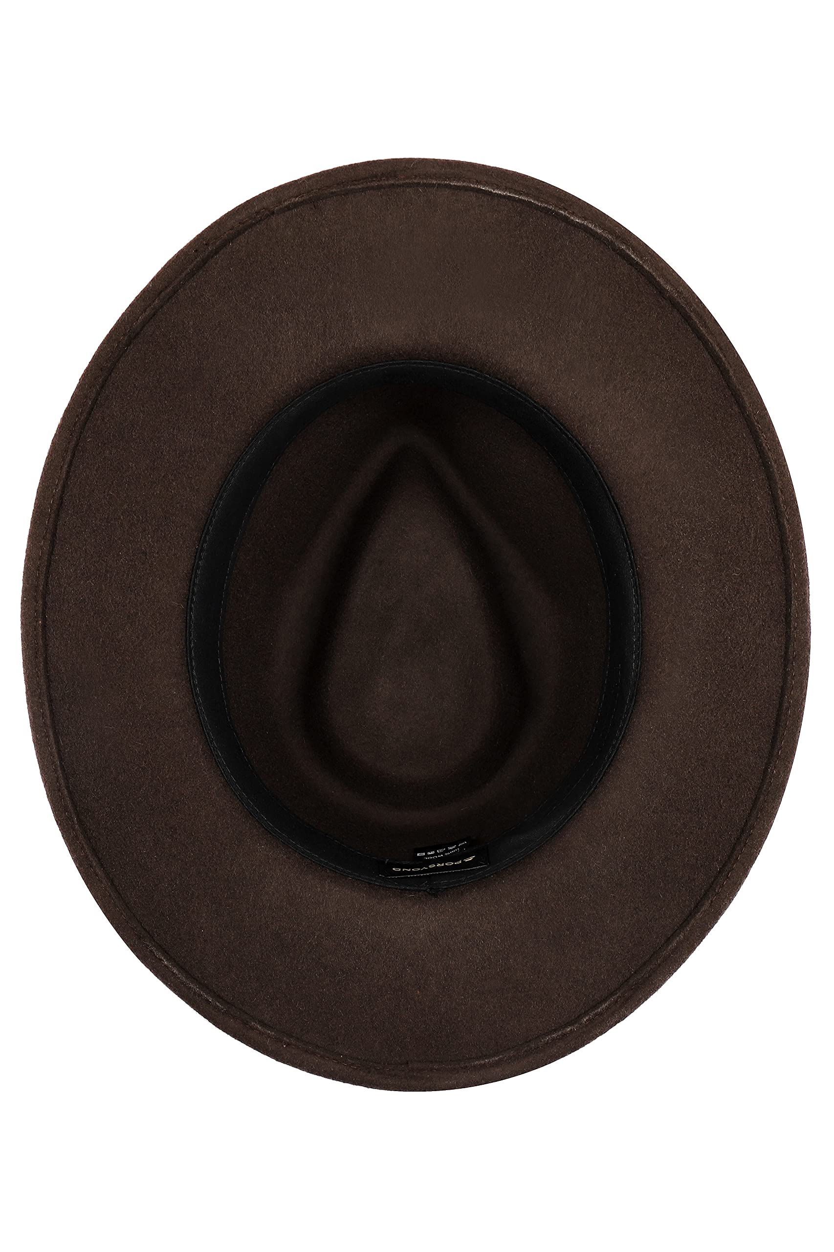 BABEYOND 100% Wool Felt Outback Fedora Hat for Men Wide Brim Cowboy Panama Hat with Leather Band and Feather Brown
