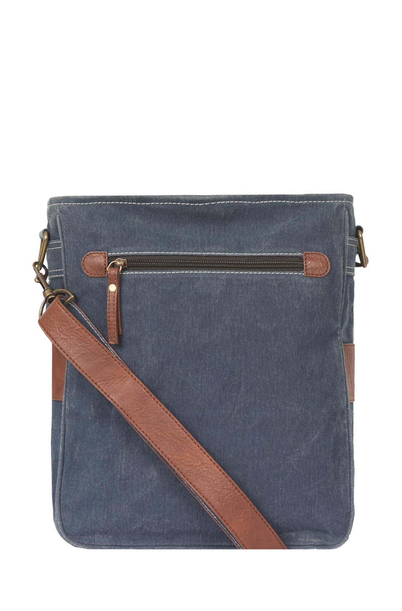 Mona B. Dakota Upcycled Canvas Shoulder Bag, Cameron Crossbody and Ryker Wallet with Vegan Leather Trim MD-5907 (Cameron-Crossbody Admiral)