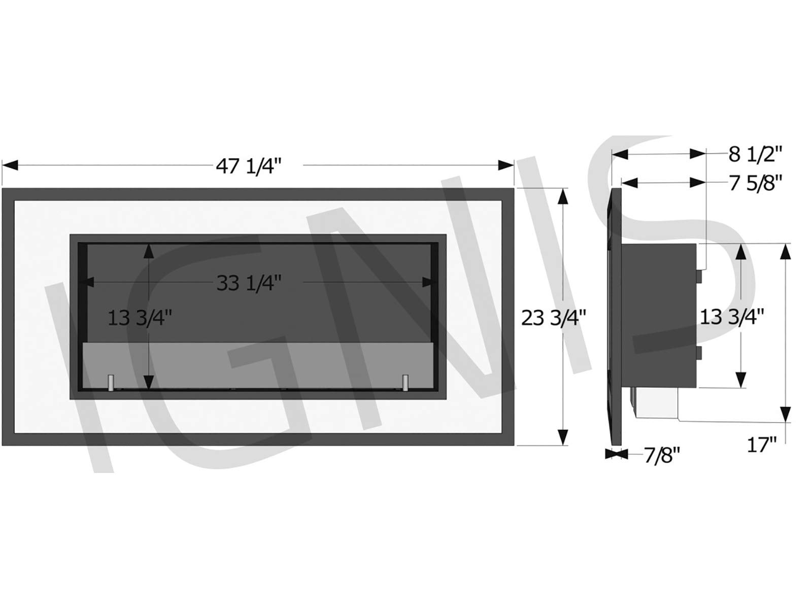 Black Recessed Ventless Bio Ethanol Fireplace - Bellezza | Ignis