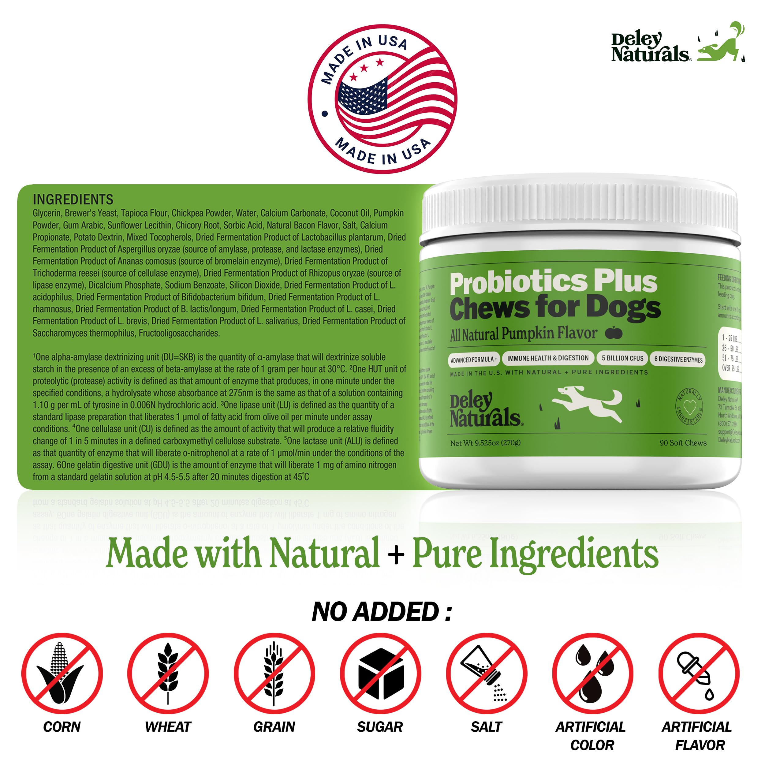 Deley Naturals Probiotics Plus Chews for Dogs and Wild Caught Fish Oil for Dogs - 4oz - Omega 3-6-9
