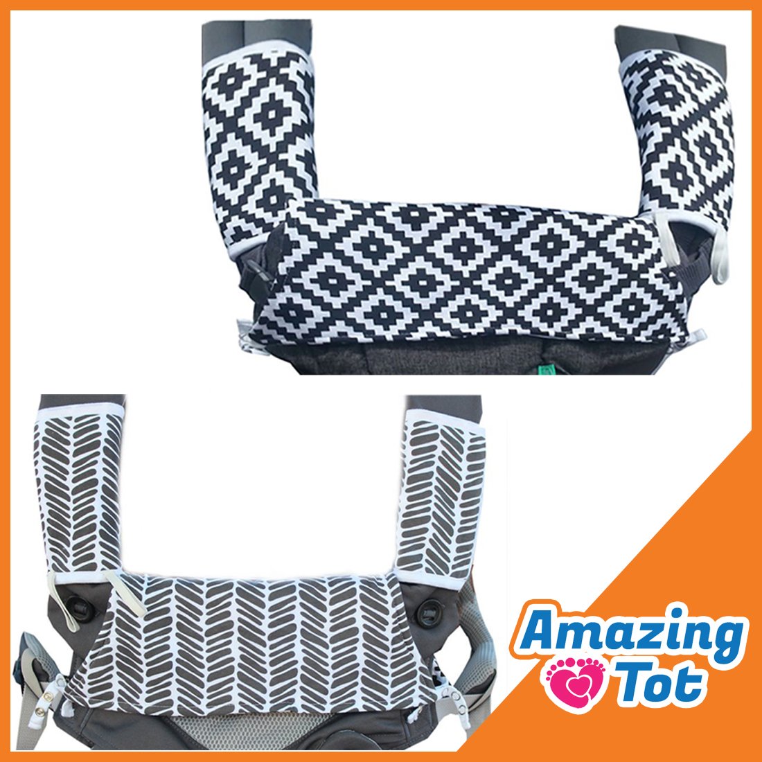 Drool & Teething Pad | Fits All Carriers | Reversible Organic Cotton 3-Piece Set - Ideal for Infant Toddler Girls & Boys [Patent Pending]