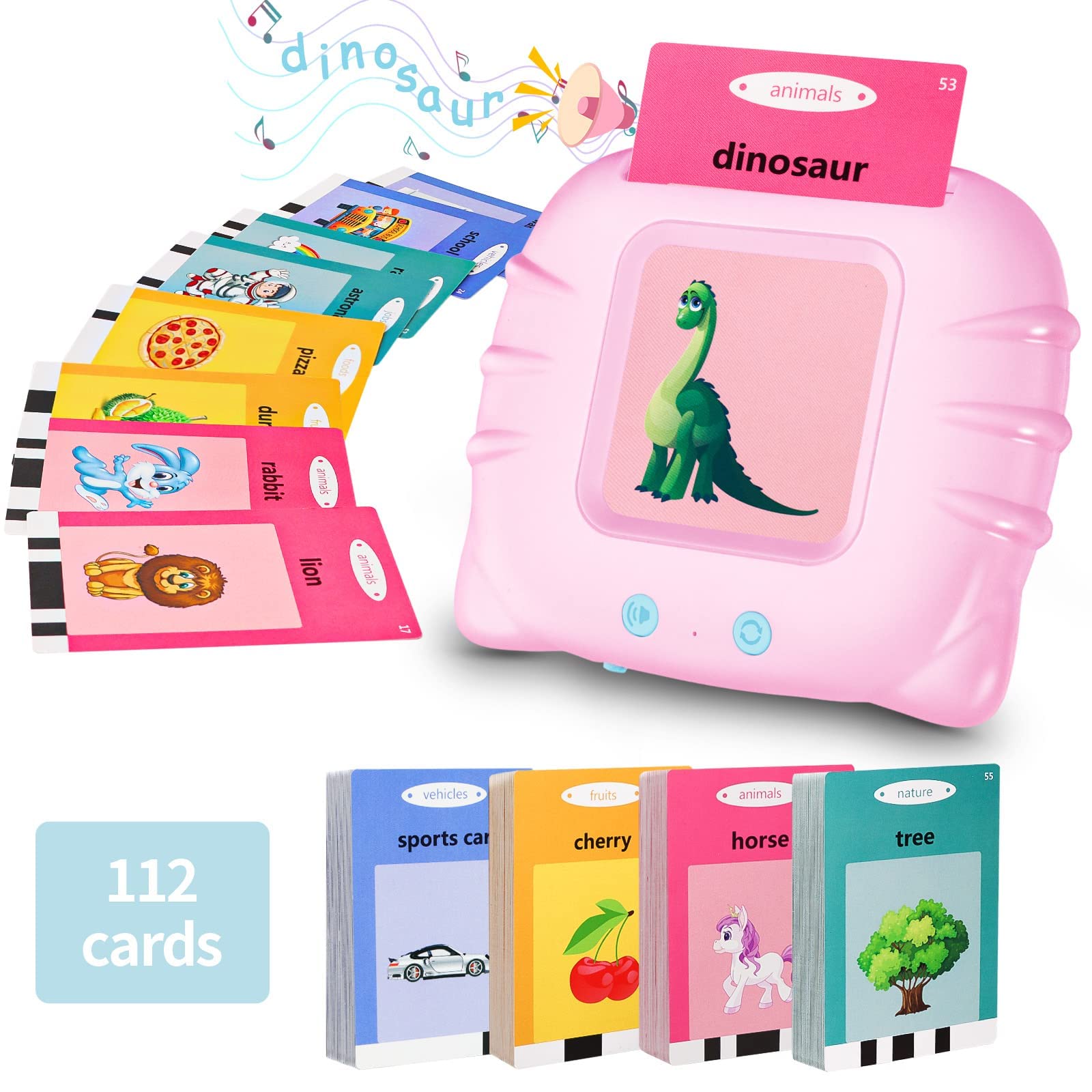 BEILAEEA Toddler Toys for 2 3 4 5 Year Old Boys and Girls, Autism Sensory Toys for Autistic Children, Learning Montessori Toys, Speech Therapy Toys, 224 Sight Words Talking Flash Cards (Pink 224)