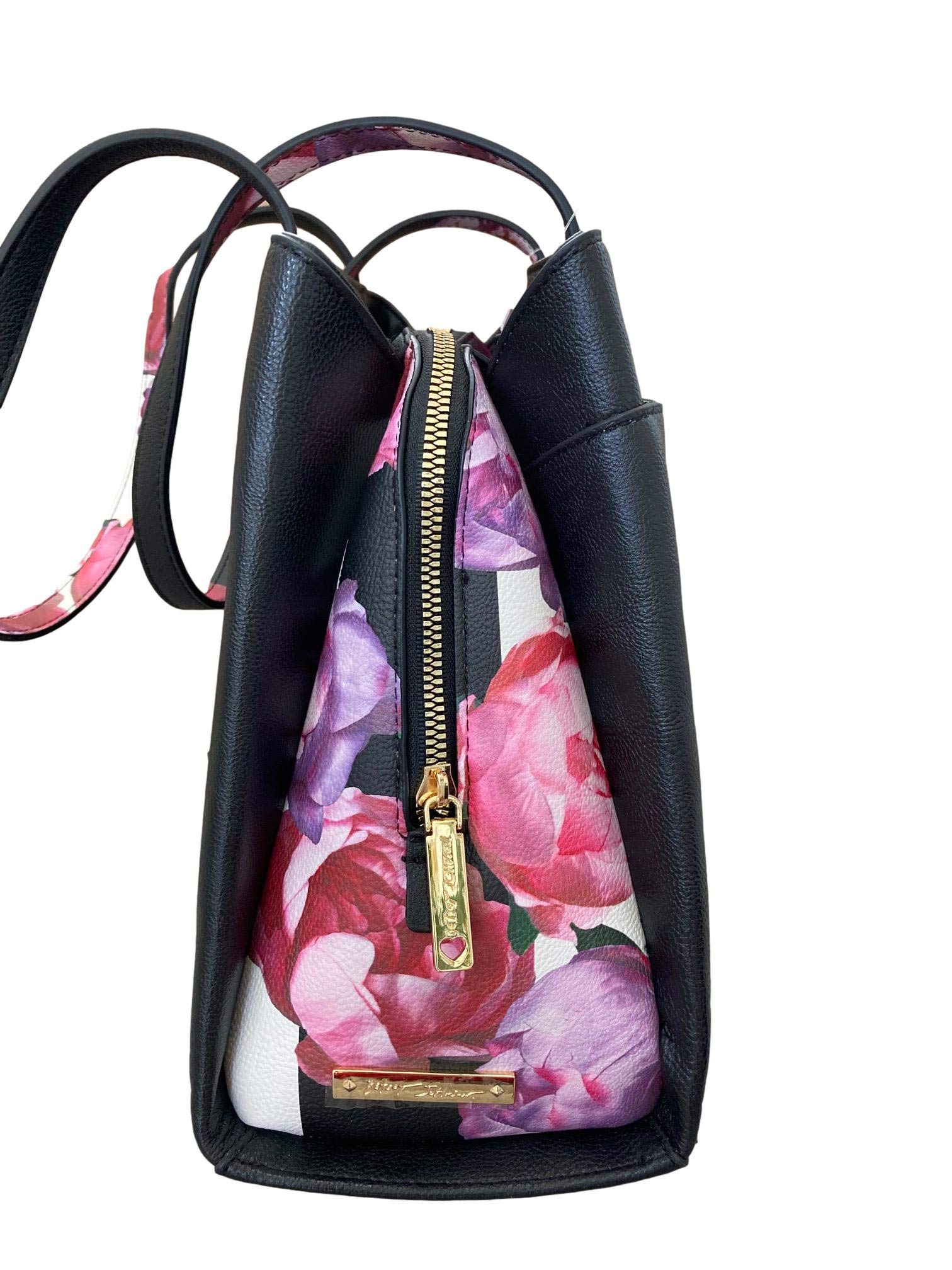 Betsey Johnson Jaime Double Handle Satchel with Pouch and Bow Black Multi One Size