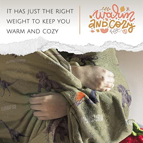 Dinosaur Blanket for Boys,Jurassic World Adults Dino Blanket,Soft Cozy Warm Throw Fleece Blanket for Couch Sofa Bed (Dinosaurs, 60" L x 50" W)
