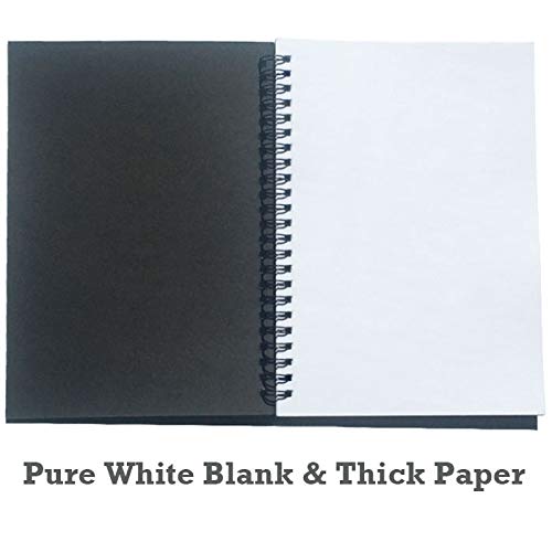 Spiral Notebook, 3Pack Spiral Journal, Thick Pure White Paper 120 Pages Wirebound Notebooks, Sketch Pads& Planner(Black)