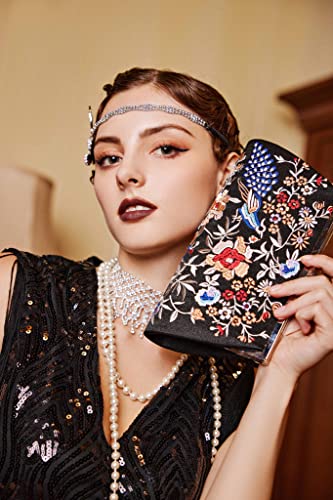 BABEYOND Clutch Purses for Women - Evening Clutch Floral Lace Trim Bag Purse with Inner Bag for 1920s Party Prom Wedding