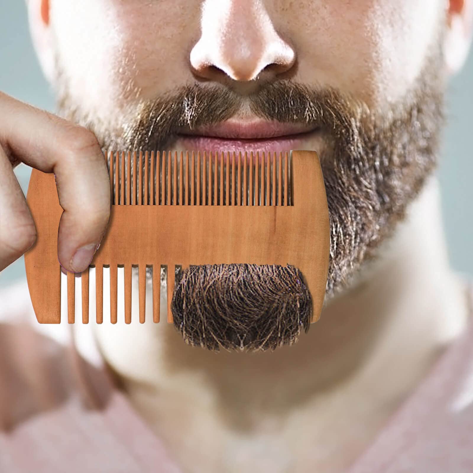 Beard Power Wooden Beard Comb & Durable Case for Men with Sexy Beard, Fine & Coarse Teeth, Pocket Comb for Beards & Mustaches,Brown Skull Design