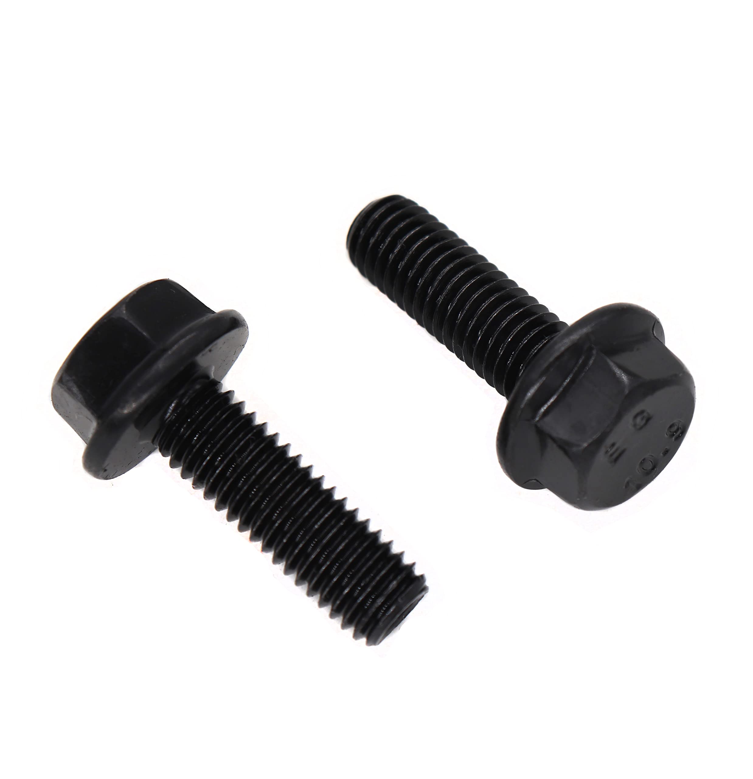binifiMux 10pcs M8 x 25mm Flanged Hex Head Bolts Flange Hexagon Screws, Full Thread, Grade 10.9 Alloy Steel, Black Oxide Finish,