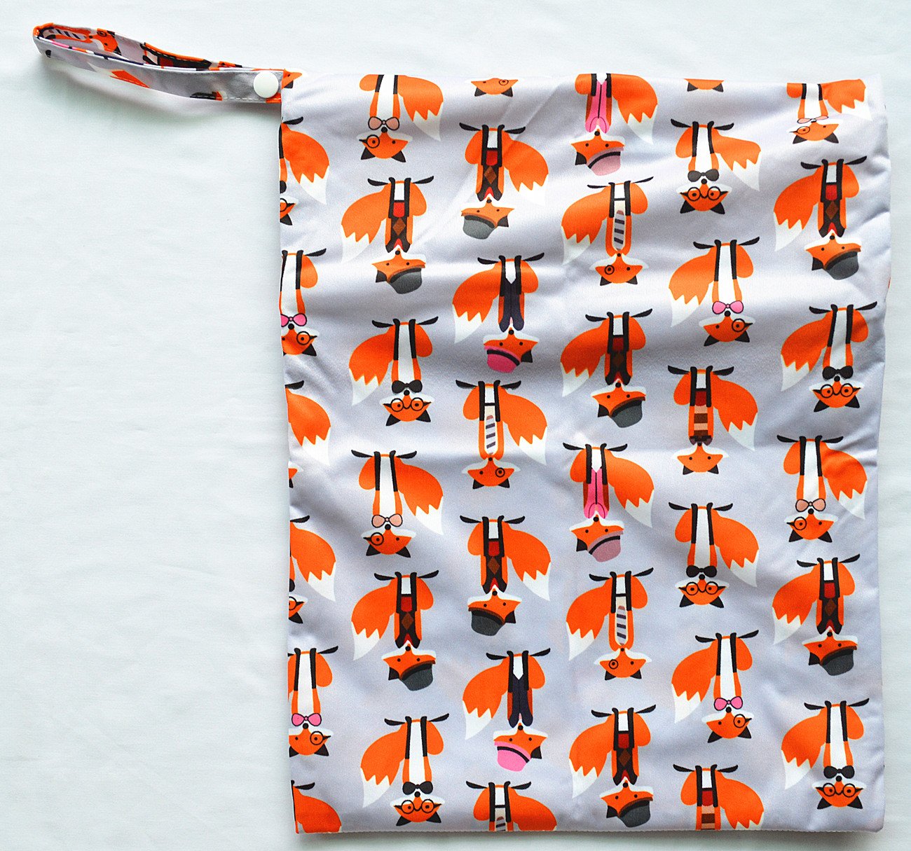 Wet Dry Bag Baby Cloth Diaper Nappy Bag Reusable with Two Zippered Pockets (Fox)