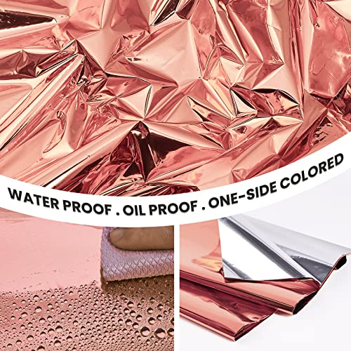 PartyWoo Rose Gold Foil Tablecloth, 54 x 108 Inch Rectangle Party Tablecloth, Foil Tablecloth for 6 to 8 Foot Table, Metallic Table Cover, Plastic Table Cloth, Waterproof for Birthday Wedding (1 PACK)