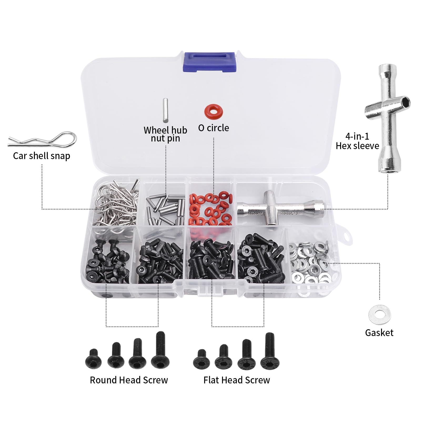 RC Tool Kit - RC Screwdriver(Flat/Phillips/Hex), Screw Kit, Pliers, Wheel Wrench, Tray for RC Car FPVDone Quadcopter Helicopter Boat Compatible with Traxxas, Axial, Redcat, HPI, Losi RC Repair Tools