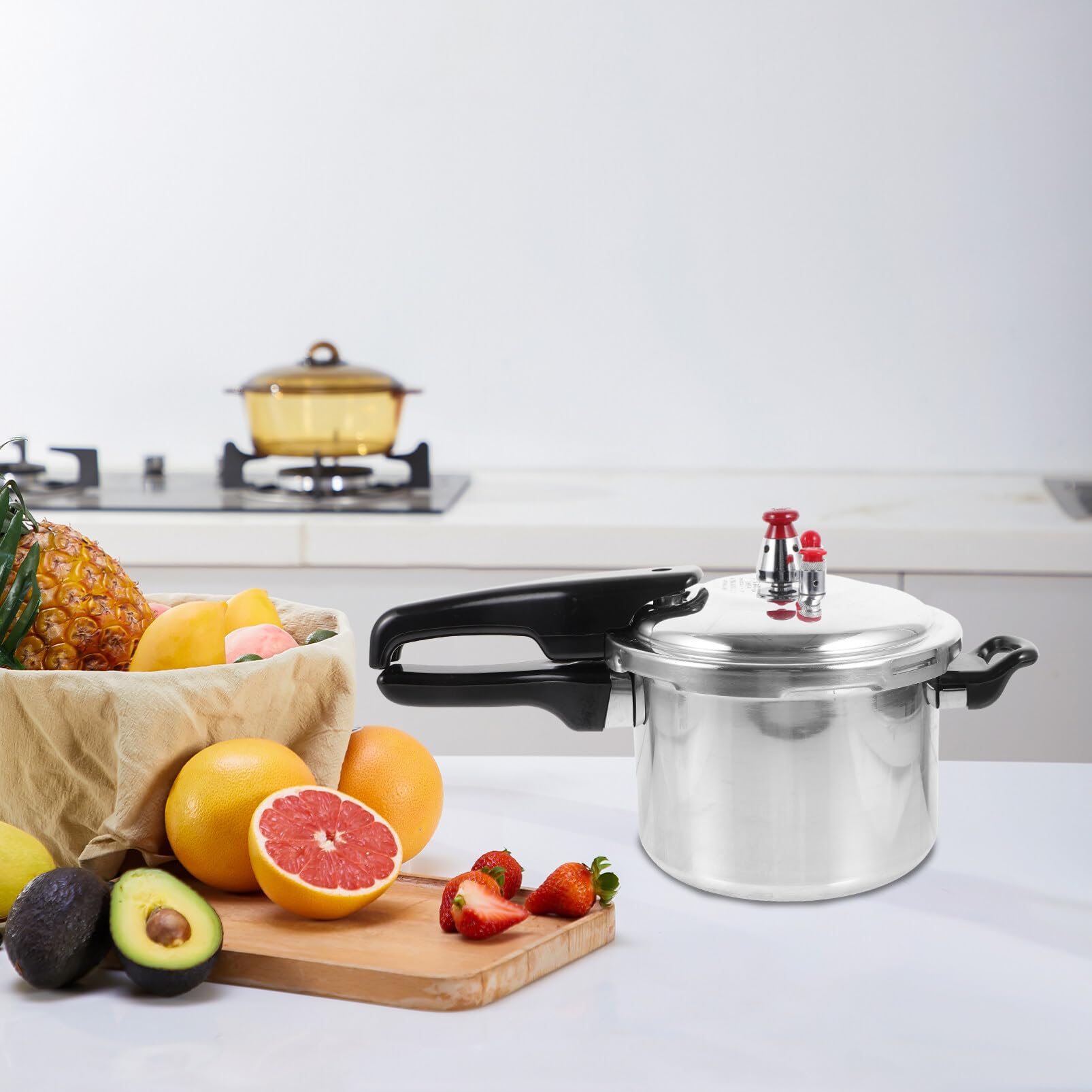 DOITOOL Aluminum Pressure Cooker 16cm/6.3inch Bottom Mini Pressure Cooker for Gas Stove Induction Cooker, Silver