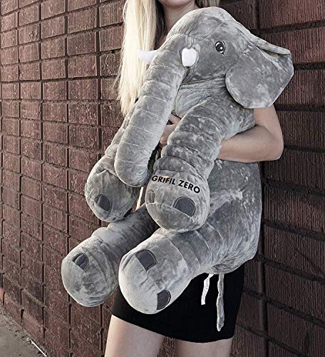 GRIFIL ZERO Big Elephant Stuffed Animal Plush Toy 25 Inches Cute XXL Size Grey Elephant Toy (Grayy)