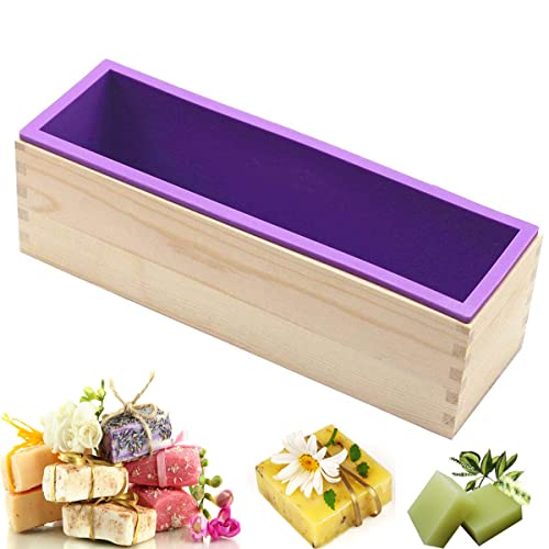 DD-life Flexible Rectangular Soap Silicone Loaf Mold Wood Box for 42oz Soap Making Supplies ¡