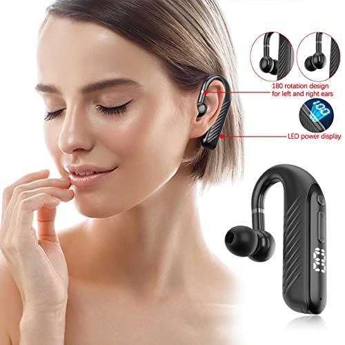 Bluetooth Headset Wireless Bluetooth 5.2 Business Ear Hanging Headphone with Mic, 250mAh LED Digital Display Screen Noise Reduction Sweatproof Earphones for Cell Phone, Car, Office, Sports