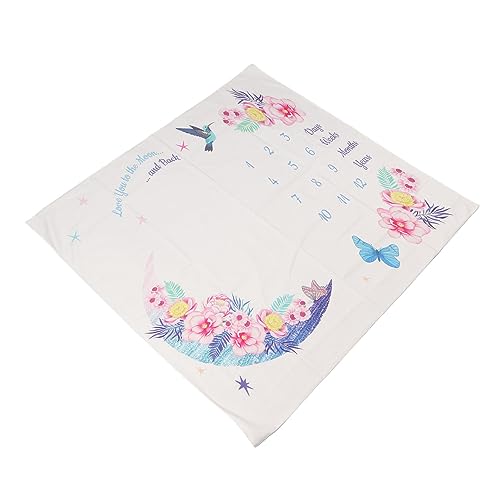 Baby Milestone Blanket, Baby Milestone Photo Prop 39.4in Wide Squared Flowers Birds Pattern for Photography