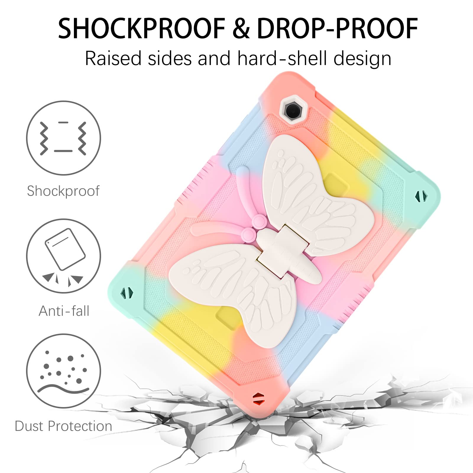 DUEDUE for Samsung Galaxy Tab A8 10.5 Case 2022, Butterfly Wings Kickstand 3D