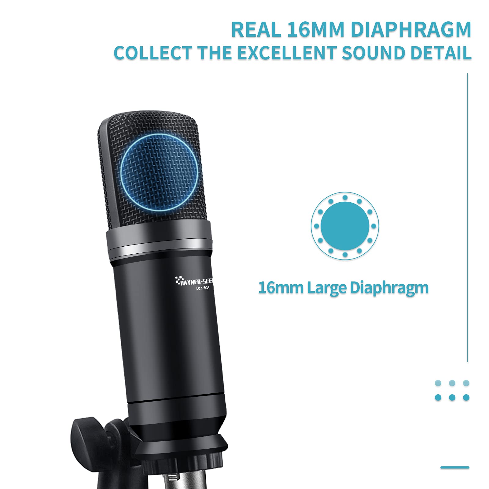 Hayner-Seek Podcast Studio Microphone Condenser Mic Podcast Equipment Bundle with 3.5mm Audio XLR Cable