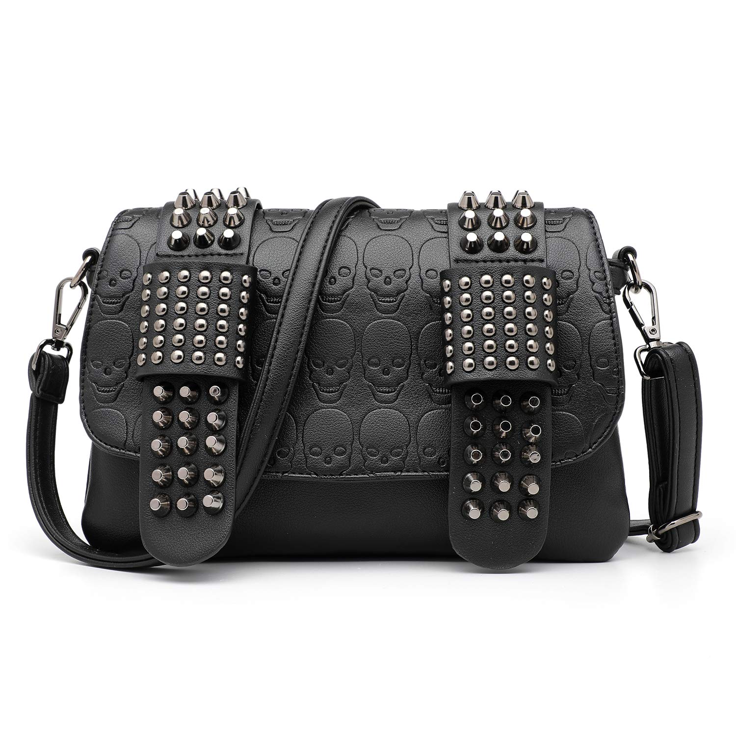 LUI SUI Women Gothic Skull Cross body Purse Bags Skull Rivet Shoulder Bag Purse