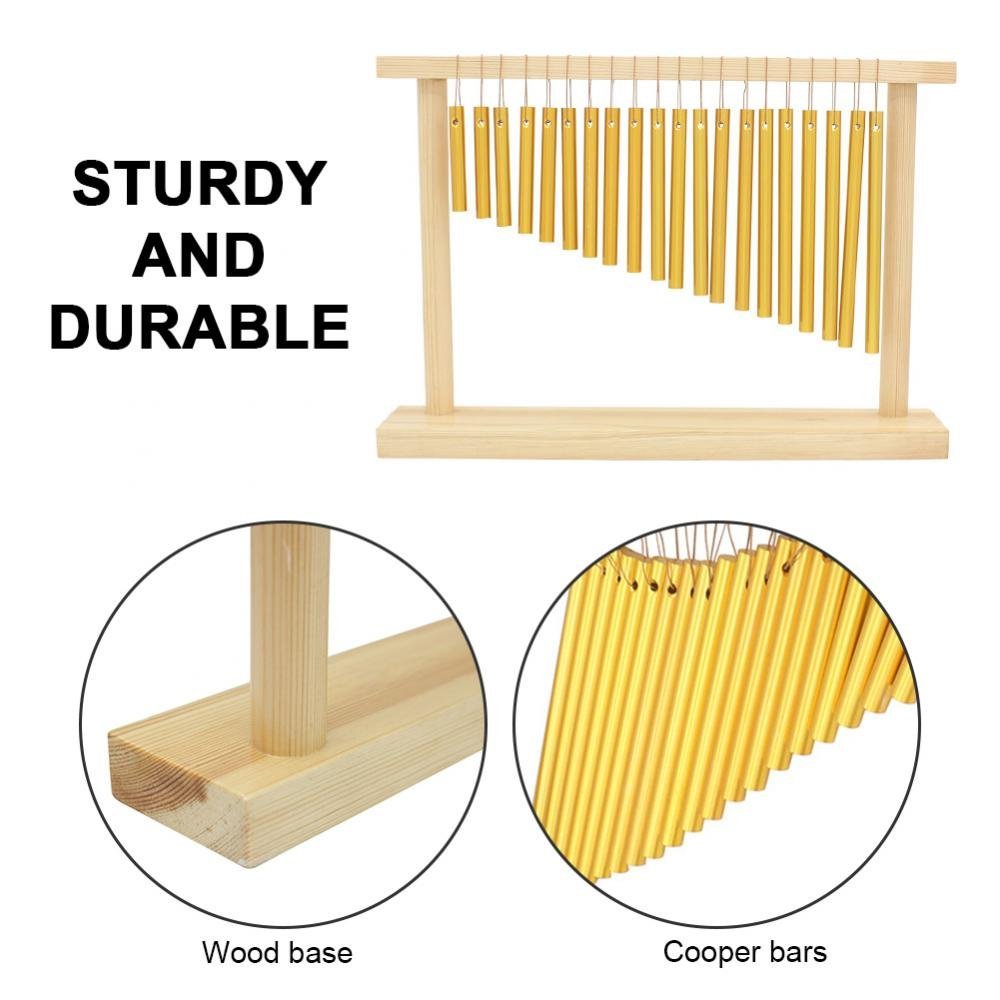 Dilwe 20 Bars Percussion Chimes, Single-Row Musical Percussion Instrument with Wood Stand Stick