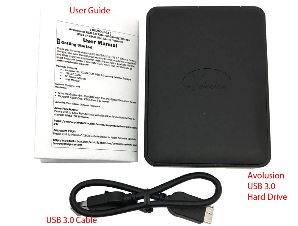 Avolusion 3TB USB 3.0 Portable External Gaming Hard Drive (for PS4, Pre-Formatted) HD250U3-X1-3TB-PS - 2 Year Warranty