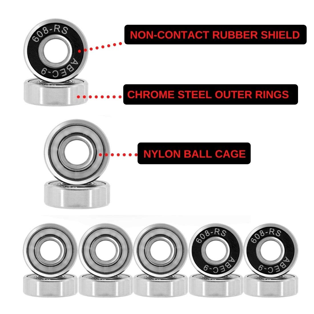 Bandit Skate Co. Skateboard Wheels 52mm, ABEC 9 Skateboard Bearings, Skateboard Tool