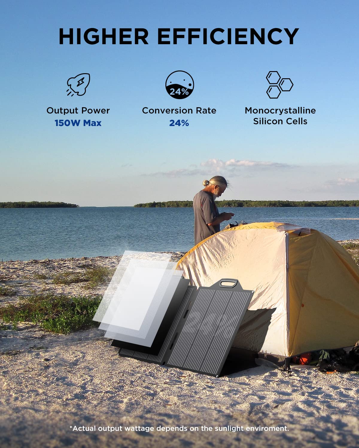 BigBlue Solar Generator 1075.2Wh with 2PCS 150W Solar Panels, 4x1000W (2000W Surge) AC Outlets, PD 100W USB-C, 10ms UPS, Portable Power Station with Panels for Home Backup, Emergency, RV Camping