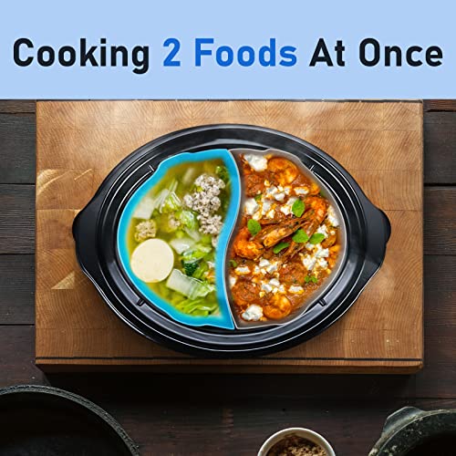 Silicone Slow Cooker Liners fit 6QT Crockpot Silicone Crock Pot Liners 2 IN 1 Reusable Leakproof Dishwasher Safe BPA Free Cooking Liners(2Packs Grey+Blue)
