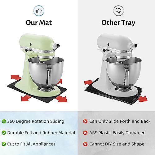 LOPNUR Appliance Slider Cut to Fit, Kitchen Appliance Sliders 360 Degree Rotation Moving on Counter, Coffee Mat Heat Resistant Mat, Appliance Mover for Espresso Machine, Food Processor (Medium, Grey)