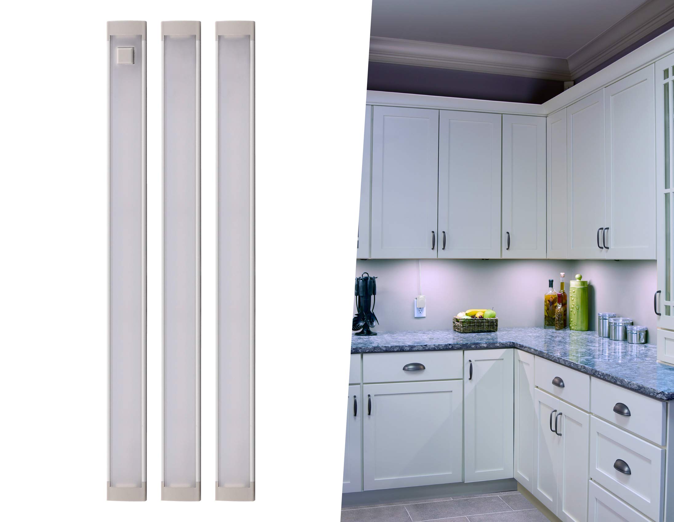 BLACK+DECKER LEDUC9-3CK LED Under Cabinet Kit with Motion Sensor, Dimmable Kitchen Accent Lights, Tool-Free Install, Cool White 4000k, 9" Length, 9"