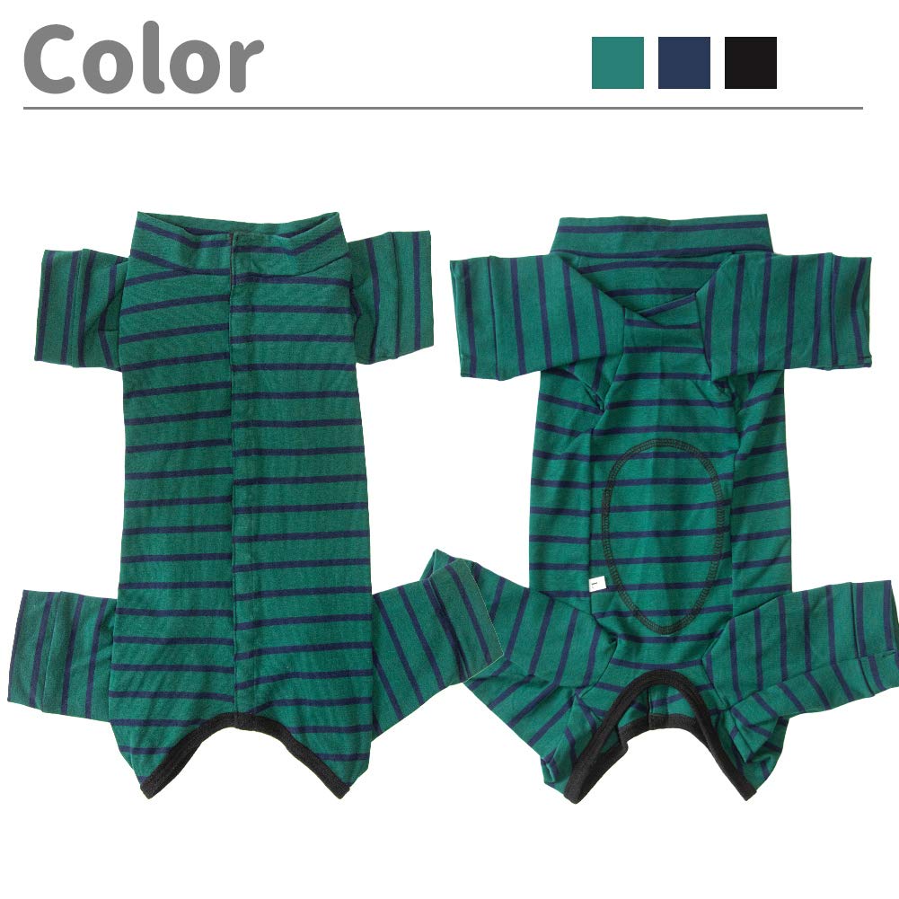 Dog’s Recovery Suit Post Surgery Shirt for Puppy, Full Coverage Dog's Bodysuit Wound Protective Surgical Clothes for Small and Medium Pets (Green Black Stripe-m)