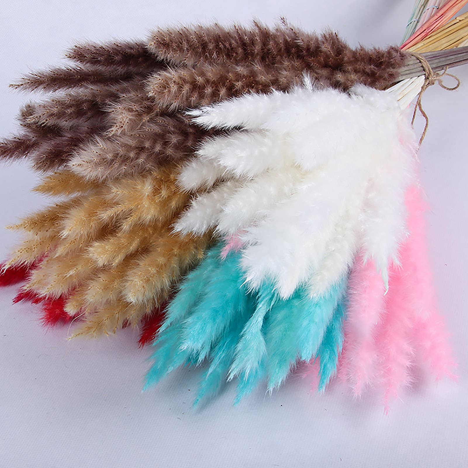 Mosichi Artificial Flower,15Pcs/Bundle Small Pampas Grass Ornamental Desktop Decor Dried Flower Birthday Party Artificial Reed Bouquet for Garden Garden - Blue
