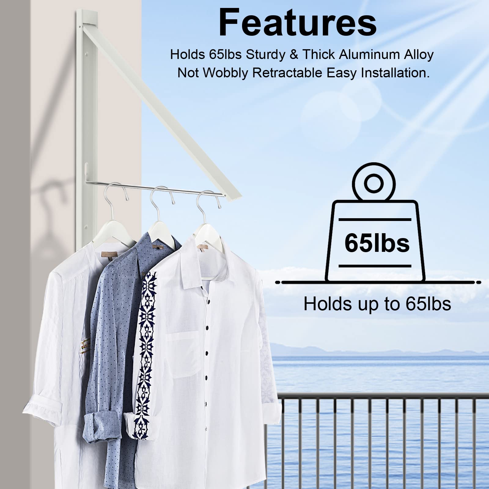 Ithywat Retractable Clothes Drying Rack,Space Saver Wall Mounted Folding Hanger for Laundry Room, Closet Storage Organization, Easy Installation Aluminium Dryer 1pcs
