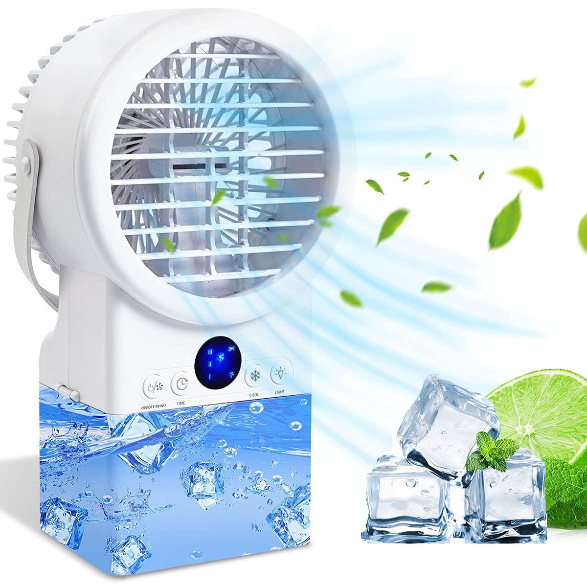 Kentaly Portable Air Conditioner Fan, 4 in 1 Personal Air Conditioner Cooler with Timing, 3 Speeds Mini Air Conditioner Portable, Quiet Desk Air Conditioner Fan Portable AC Unit with 7 Colors Light
