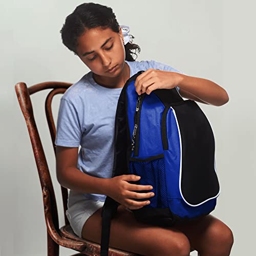 DISCOUNT PROMOS Large Sports Backpack with Mesh Pockets Set of 10, Bulk Pack - Perfect for School, Office, Outdoor Sports - Blue