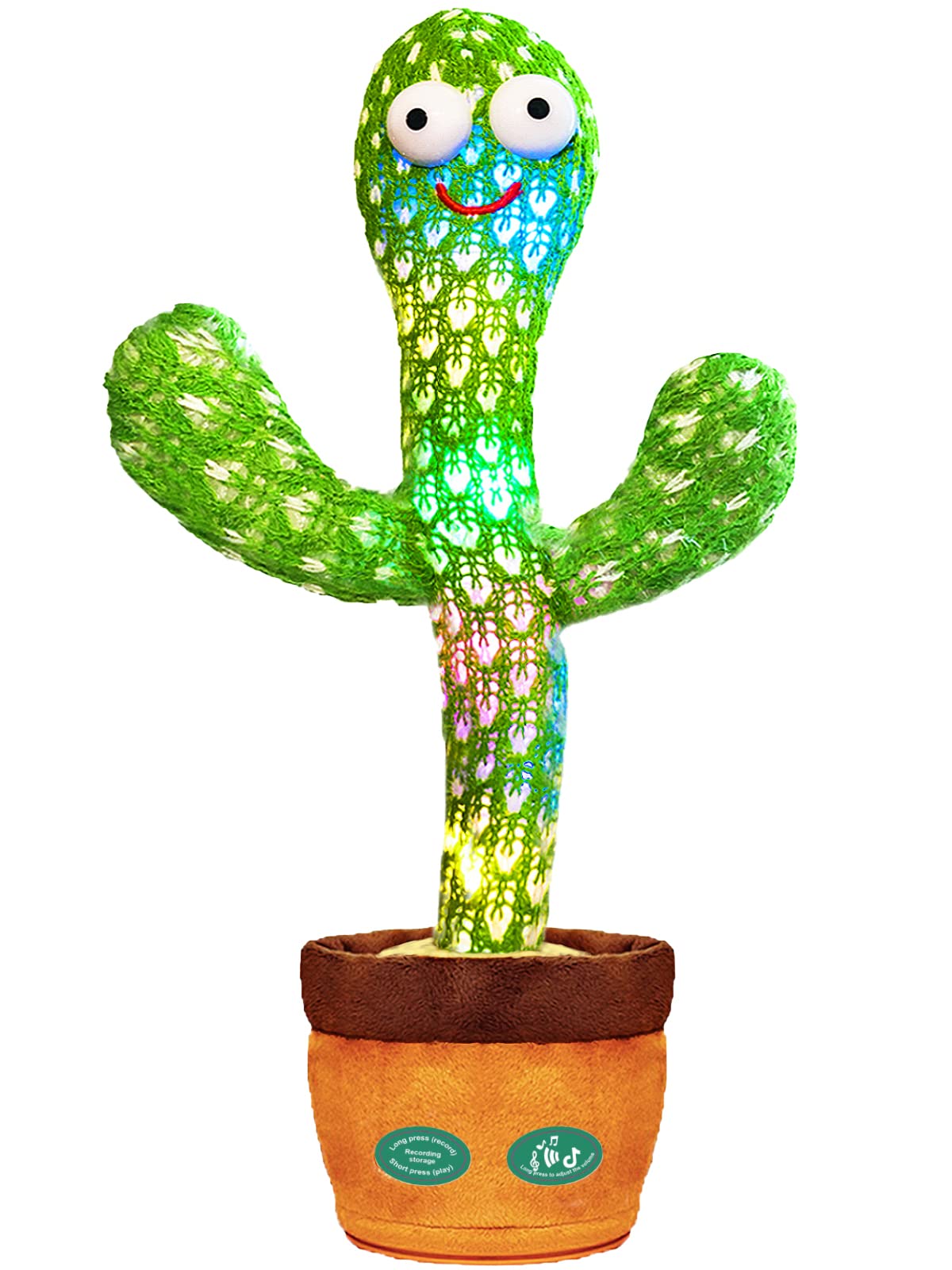 Keculf Cactus Toy - Talking, Singing Cactus Toy, Mimicking Musical Cactus with LED Light, Repeats What You Say with Songs in English for Babies Cactus Toy Mimic Gift Box Packaging