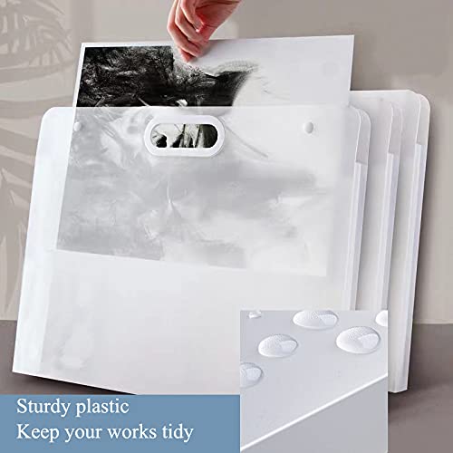 Sohynca Plastic Art Portfolio, Large Art Portfolio with Handles,Waterproof Portfolio Folder for Artwork, Arts Storage Case for Drawing Sketch Photography Poster (17.32 x 13.22 inch)