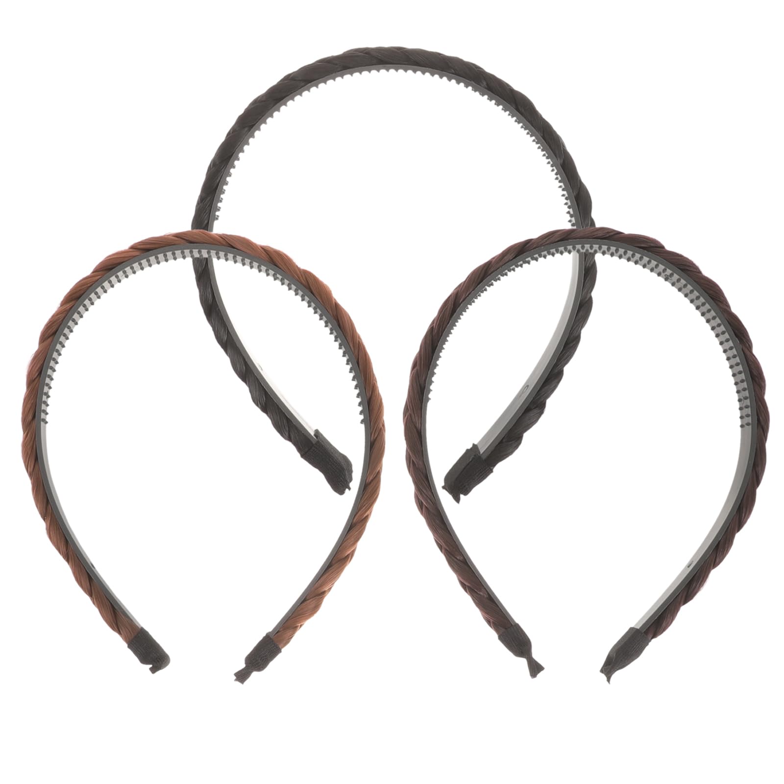 Lurrose 3 Pcs Women Hair Plaited Braided Headbands Synthetic Hairpieces Braid Wig with Teeth Hair Band Hair Hoop Hair Accessories