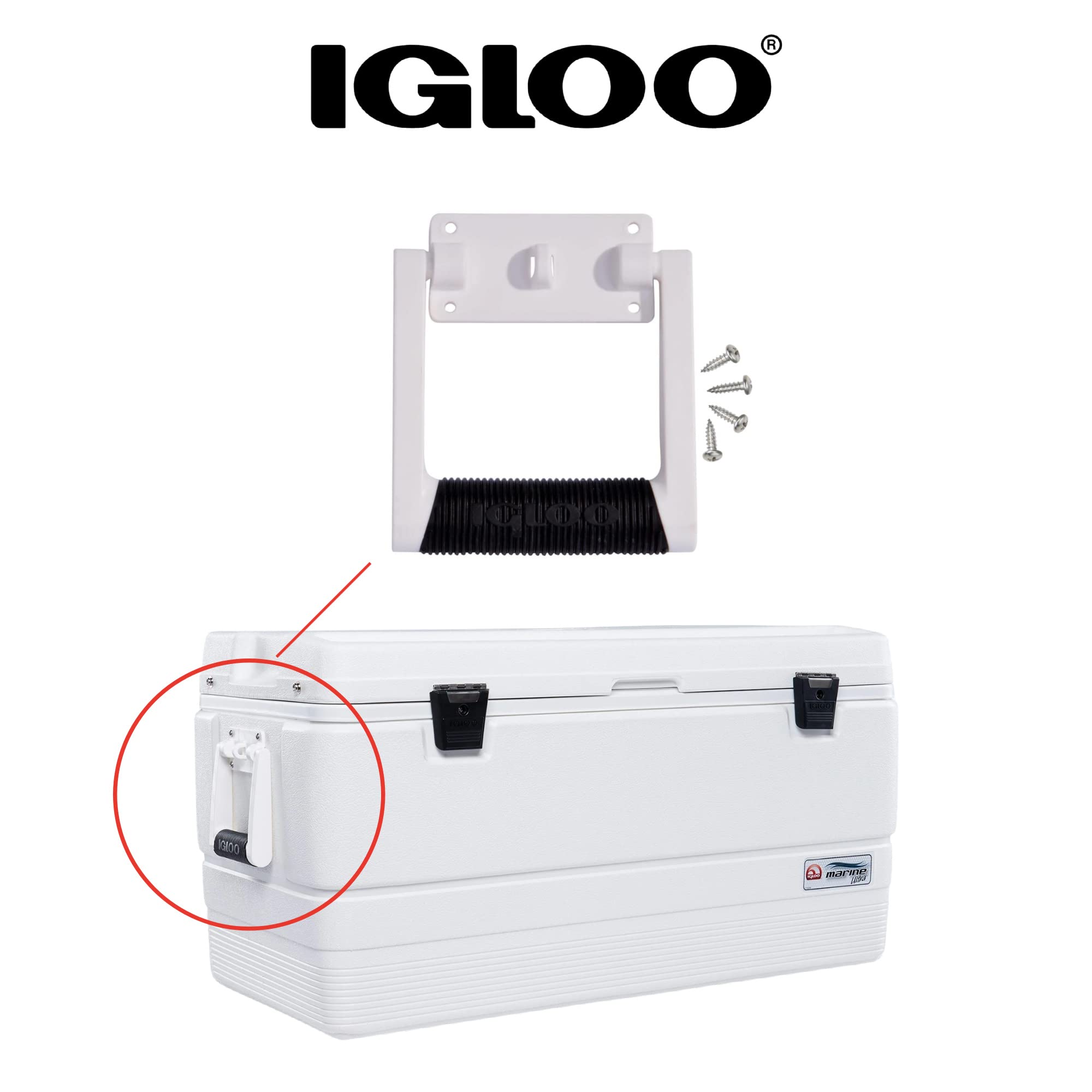 Igloo Premium Comfort Rubber Grip Swing-Up Handle, 90-100 Qt Coolers (1 Handle)